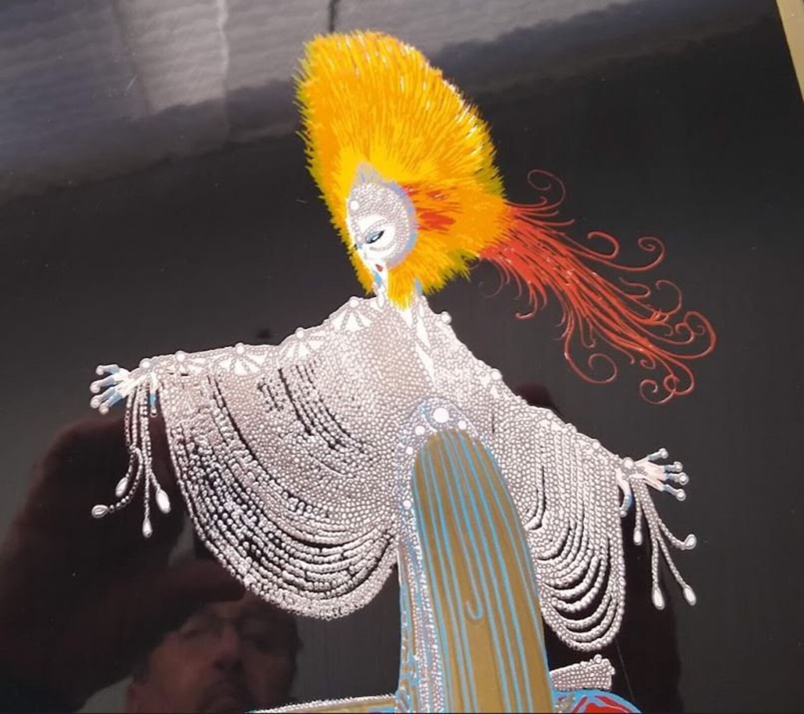 ERTE - L'ORIENTAL LADY - Pearl Mask Orange Feathers - Headresss ...