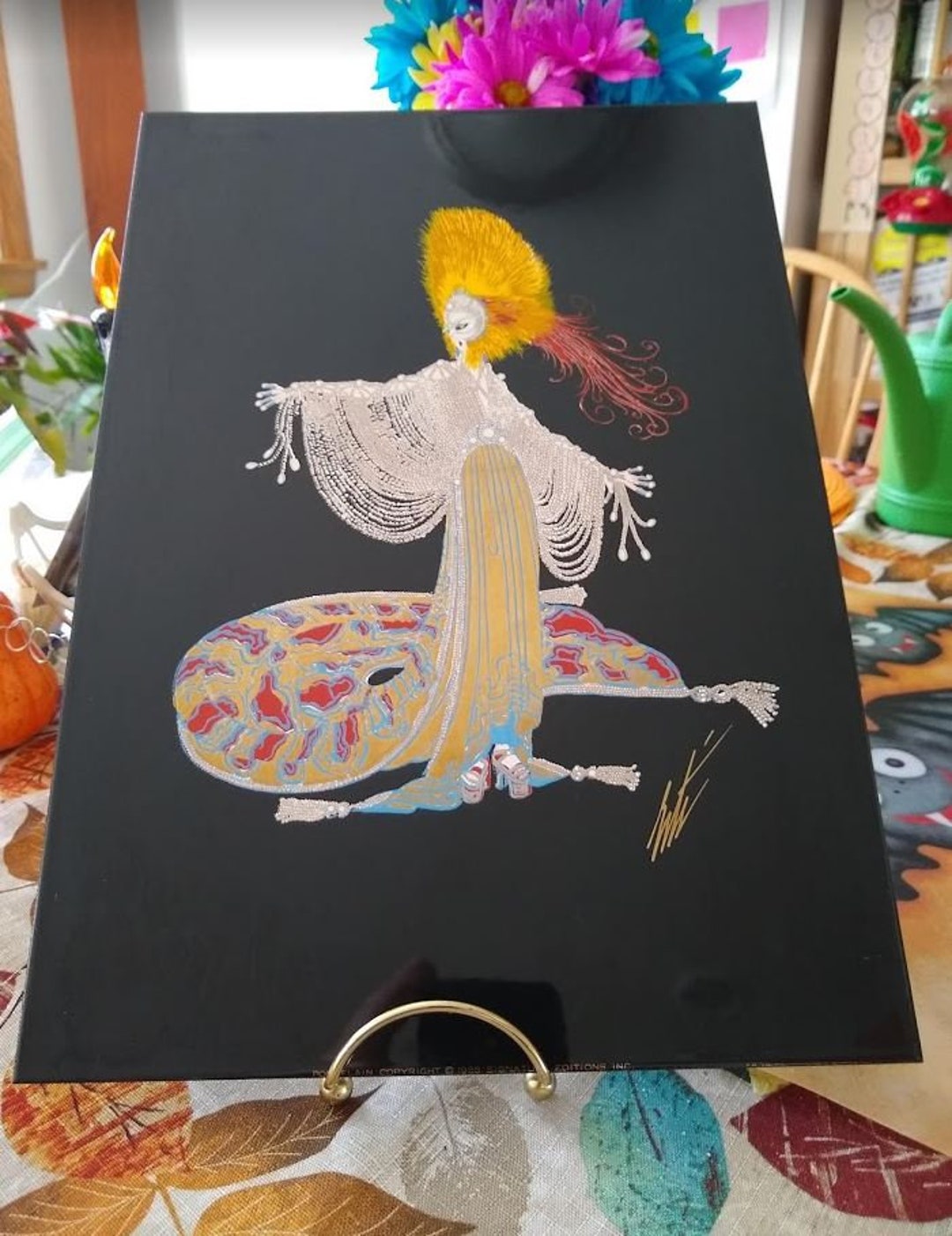 ERTE - L'ORIENTAL LADY - Pearl Mask Orange Feathers - Headresss ...