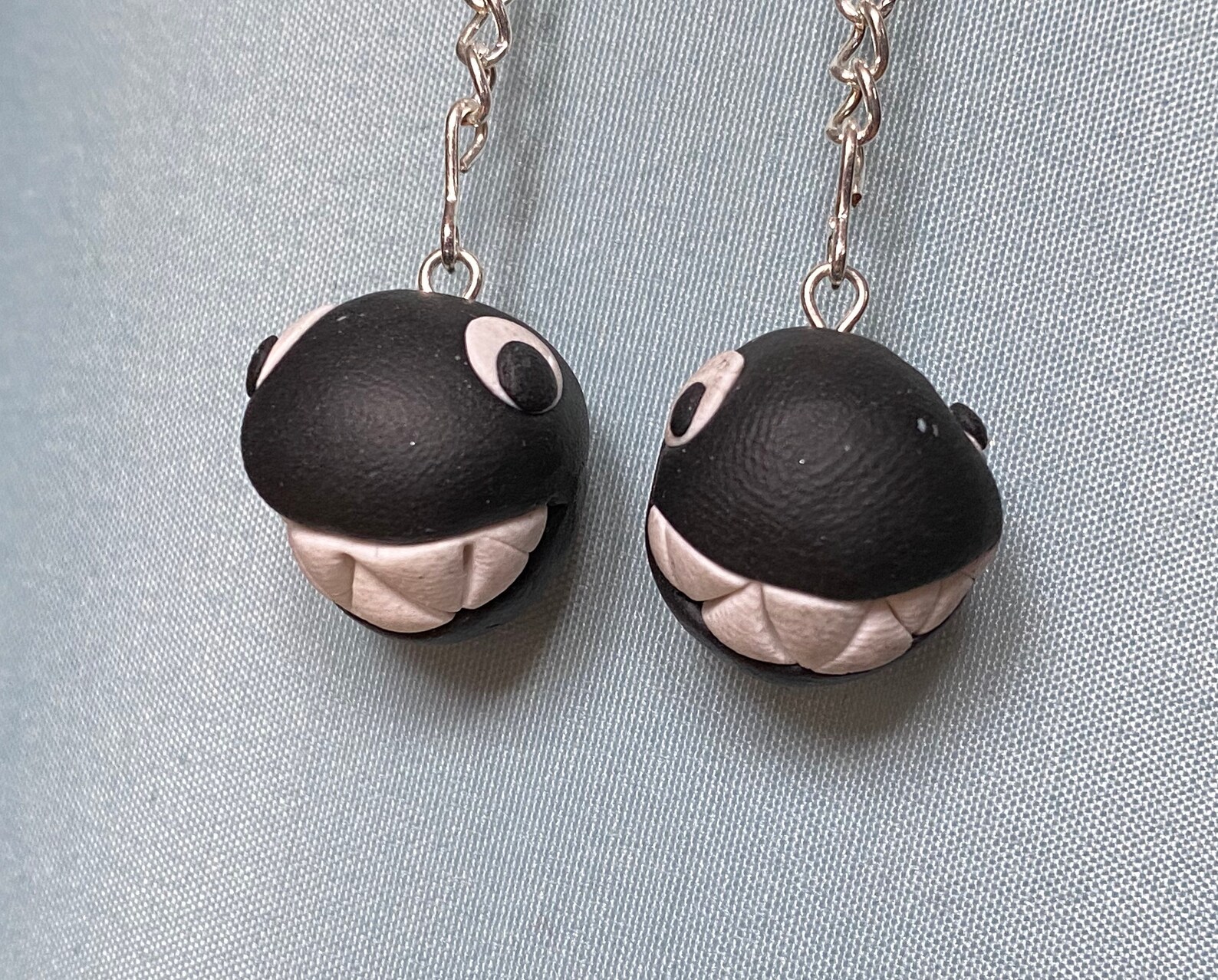 Cute Handmade Chain Chomp Drop Earrings - Etsy