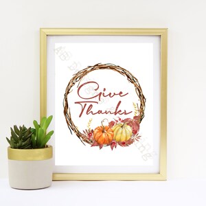 Give Thanks Printable, Fall Decor, Thanksgiving Printable, Thanksgiving ...