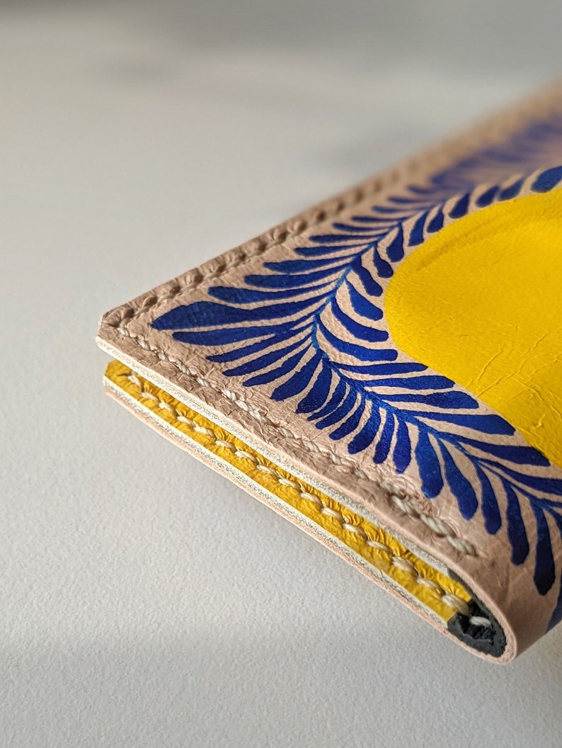 Yellow Leather Cards Wallet Handmade Genuine Leather Slim | Etsy