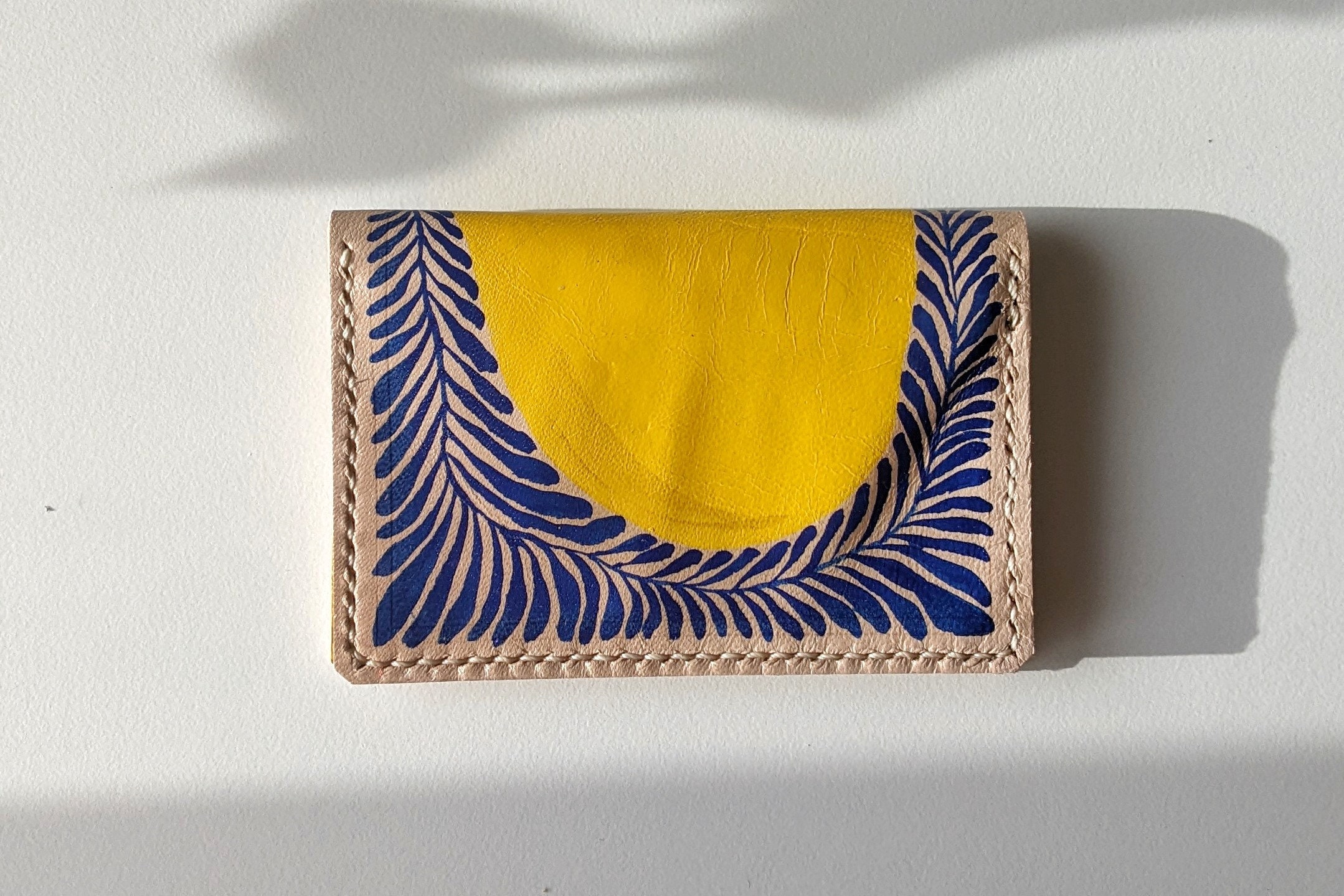 Yellow Leather Cards Wallet Handmade Genuine Leather Slim | Etsy