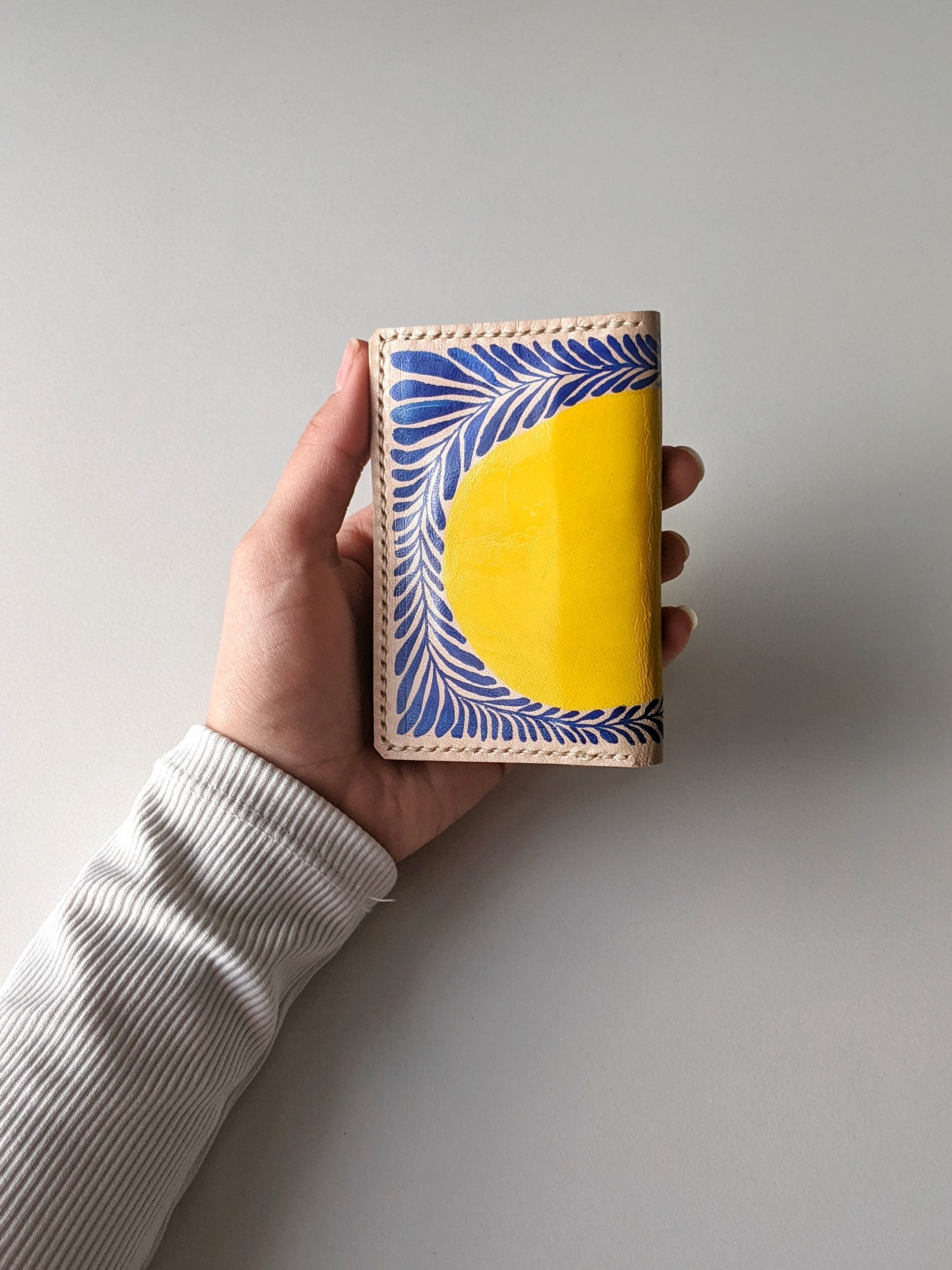 Yellow Leather Cards Wallet Handmade Genuine Leather Slim | Etsy