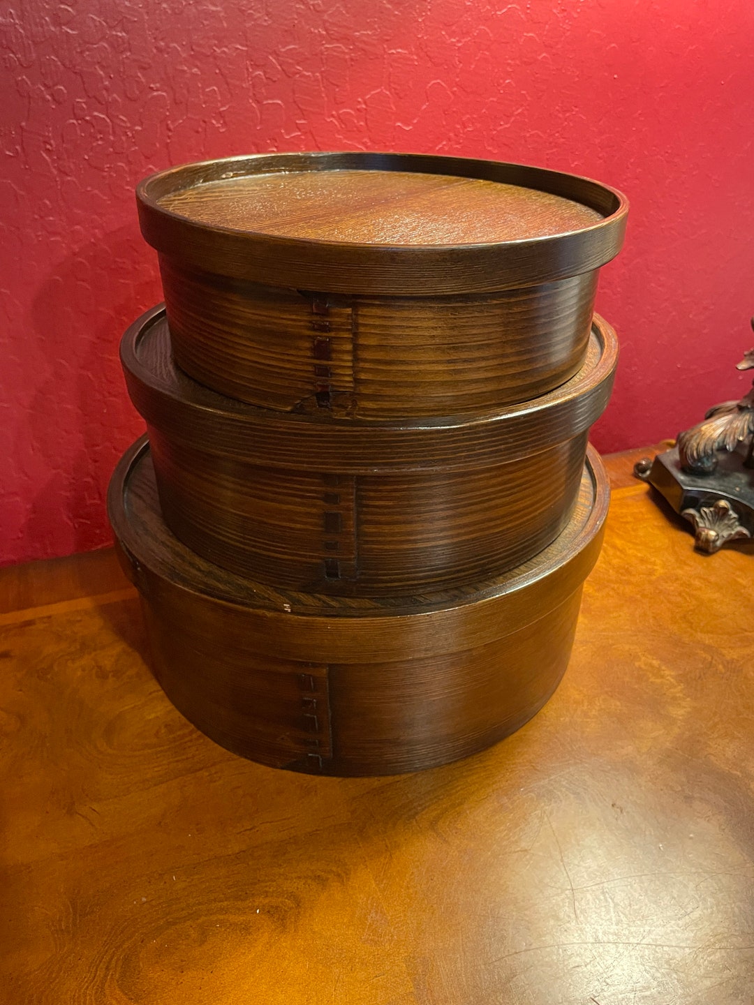 Round Wooden Decorative Nesting Boxes Set of 3 - Etsy