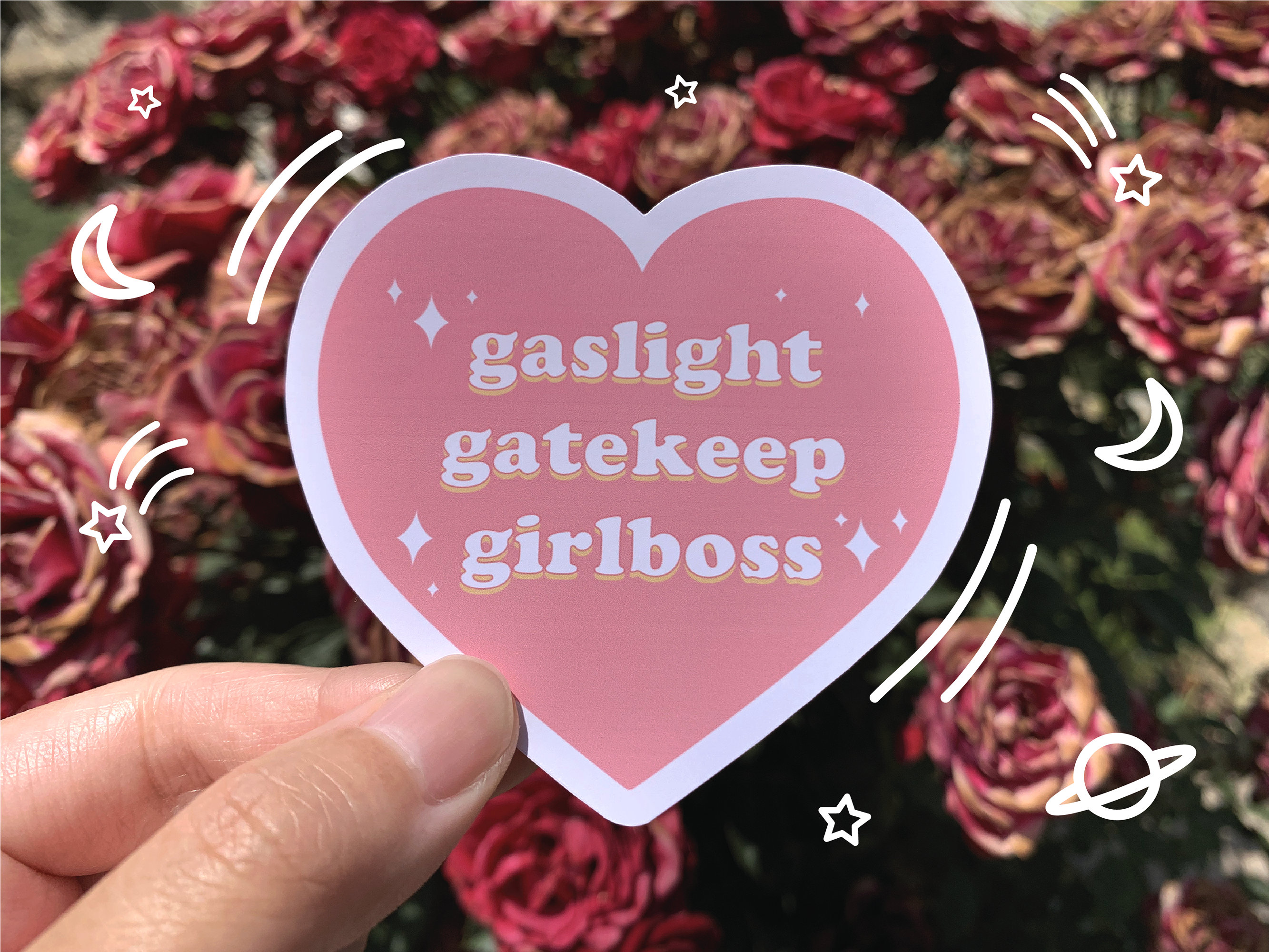 Gaslight Gatekeep Girlboss Sticker Heart Vinyl Sticker - Etsy