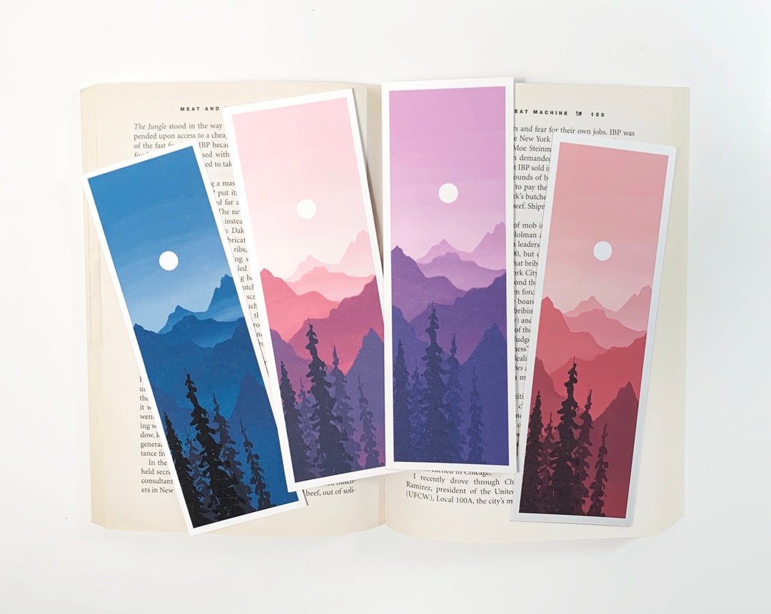 Mountain Landscape Bookmarks Nature Book Marks Watercolor - Etsy