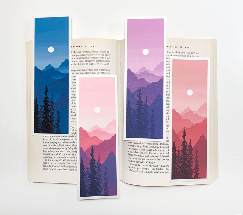 Mountain Landscape Bookmarks Nature Book Marks Watercolor - Etsy