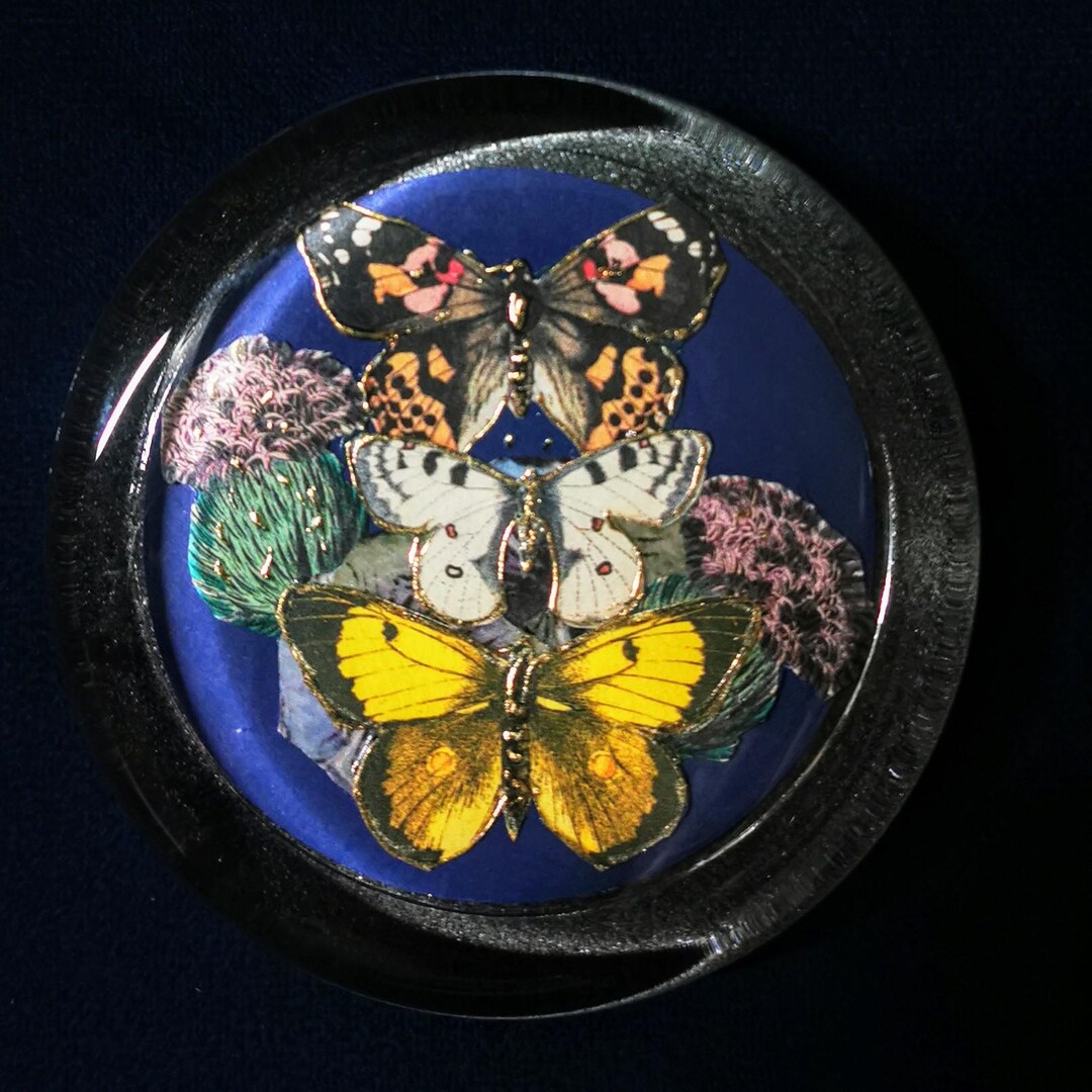 Large Glass Butterfly Decoupage Paperweight - Etsy