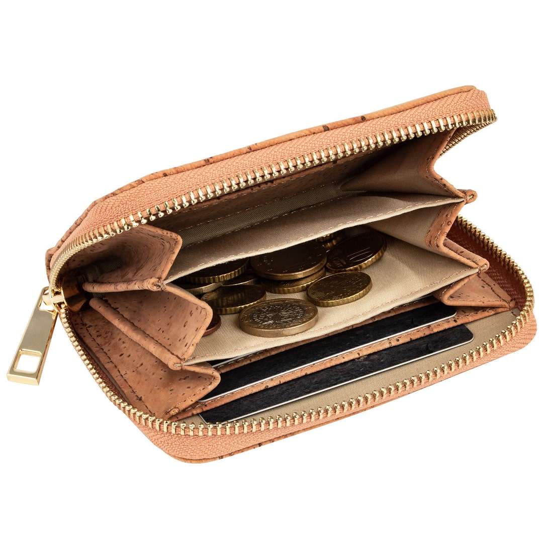 Mini Ladies Cork Wallet With Zipper & Outside Pocket - Etsy