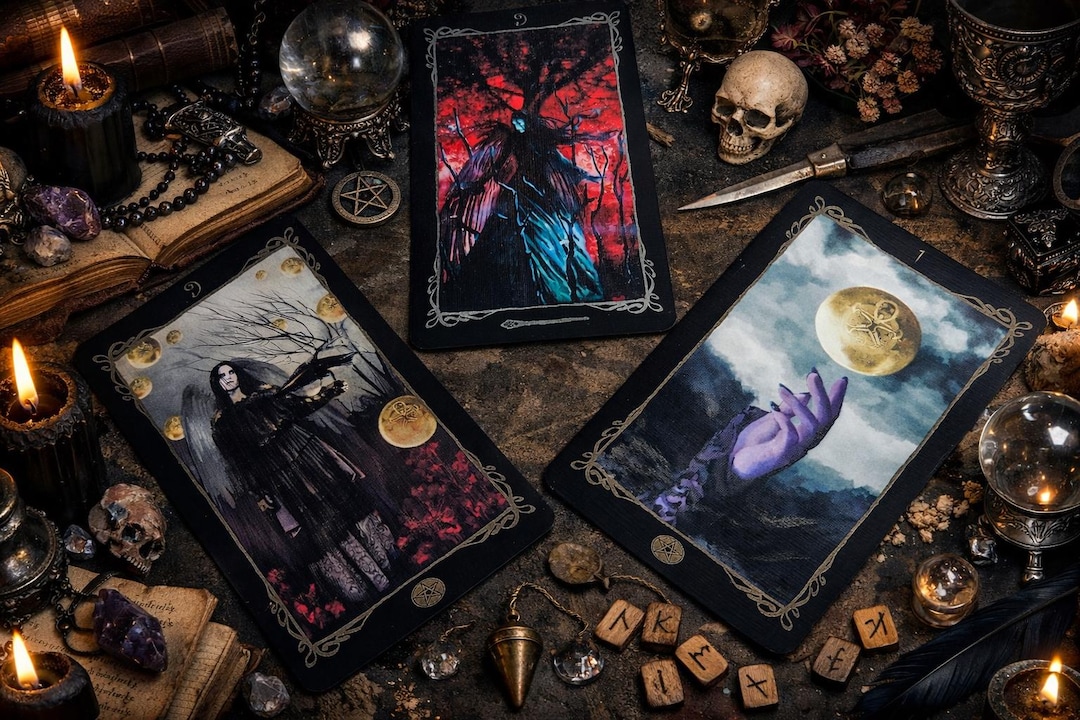 Dark Angels Tarot Deck - 78 Cards – Gothic Occult Shadow Work Oracle ...