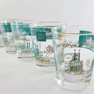 Mid-century Southern Comfort Riverboat Double Old-fashioned Glass Set ...