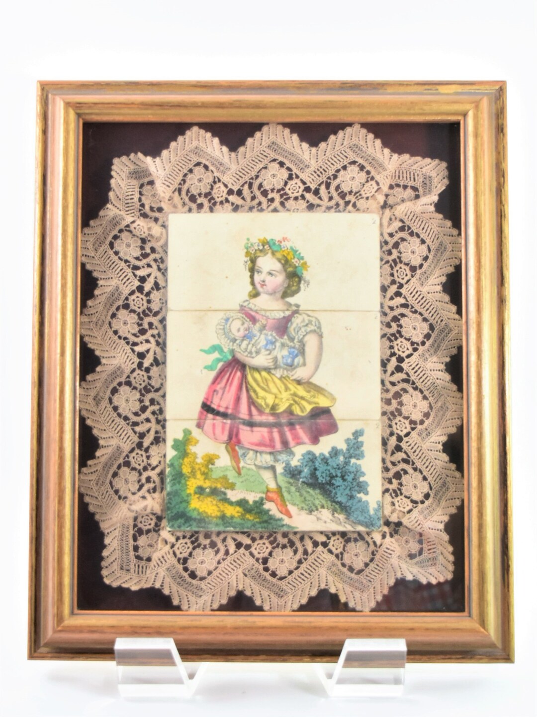 Antique Victorian Puzzle Cards Mounted on Antique Hand-made Lace and ...