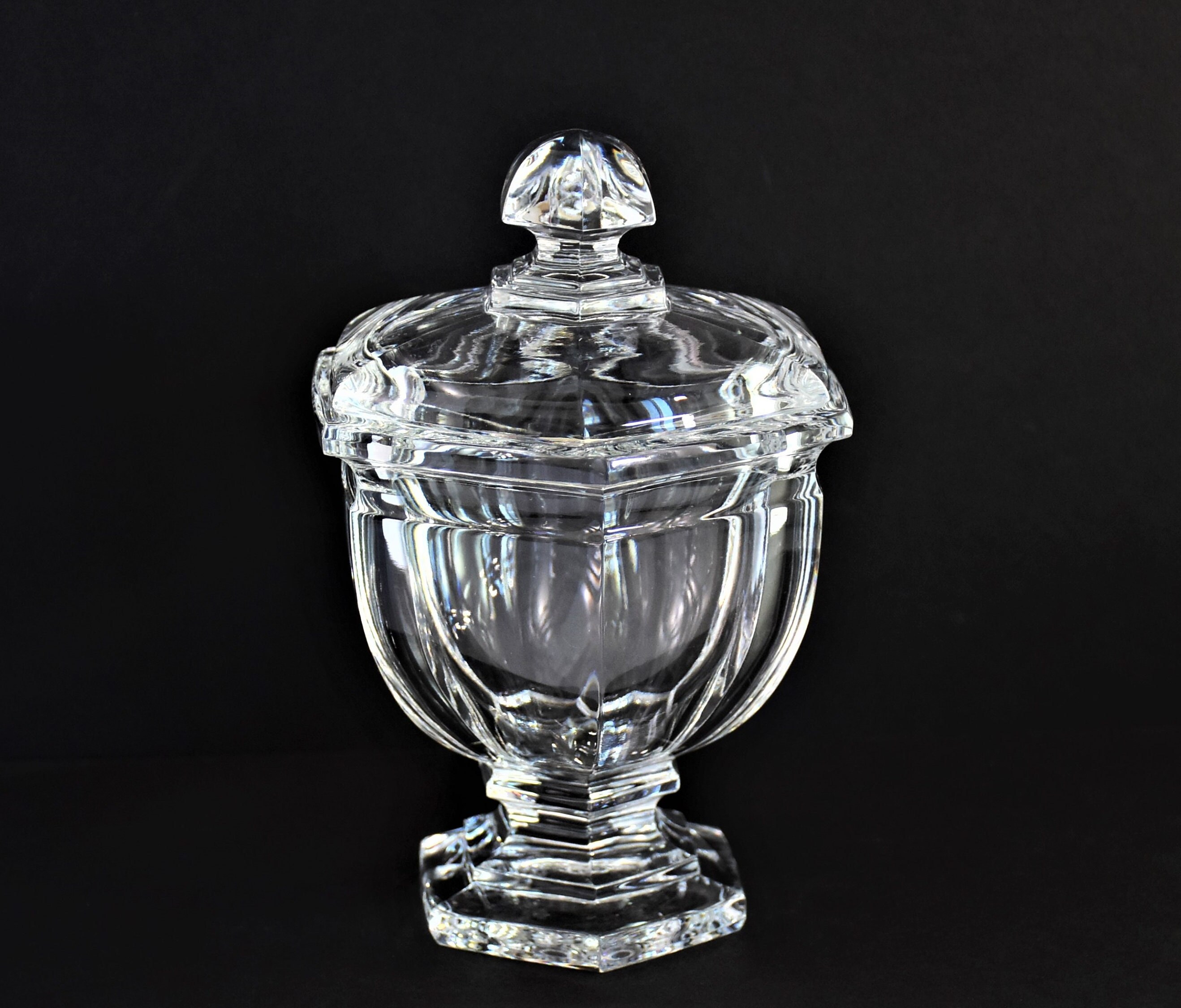 Colonial Style Paneled Crystal Covered Glass Candy Jar - Etsy