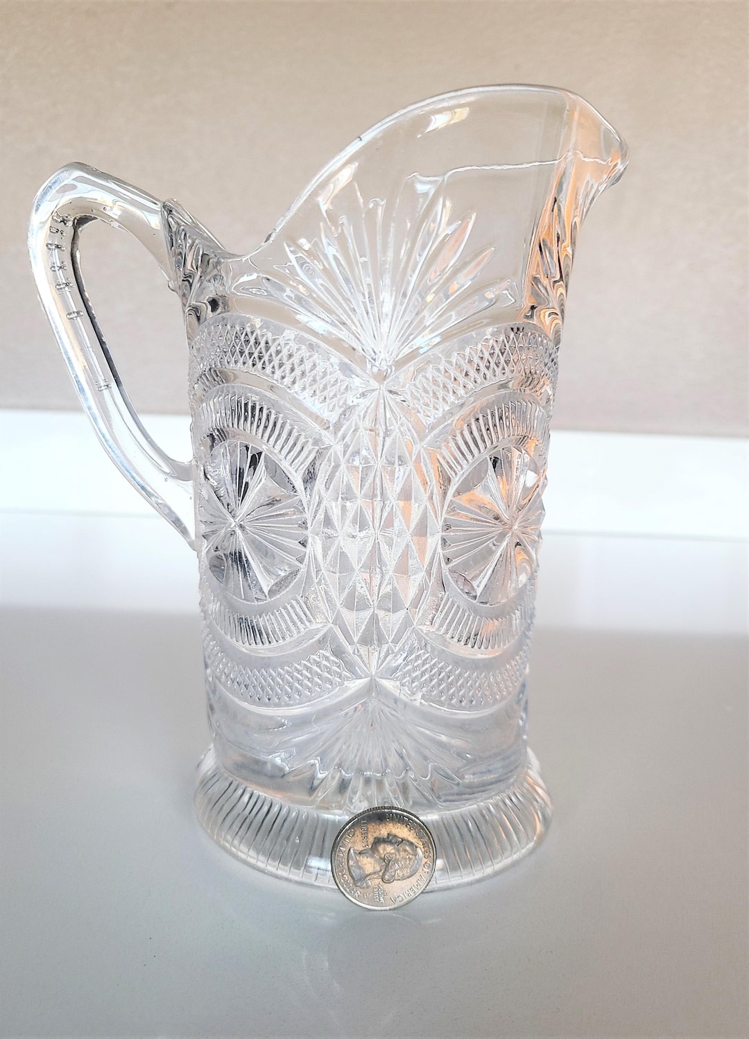 EAPG banquet AKA Medallion Sunburst, Glass Table Pitcher, Bryce, Higbee ...