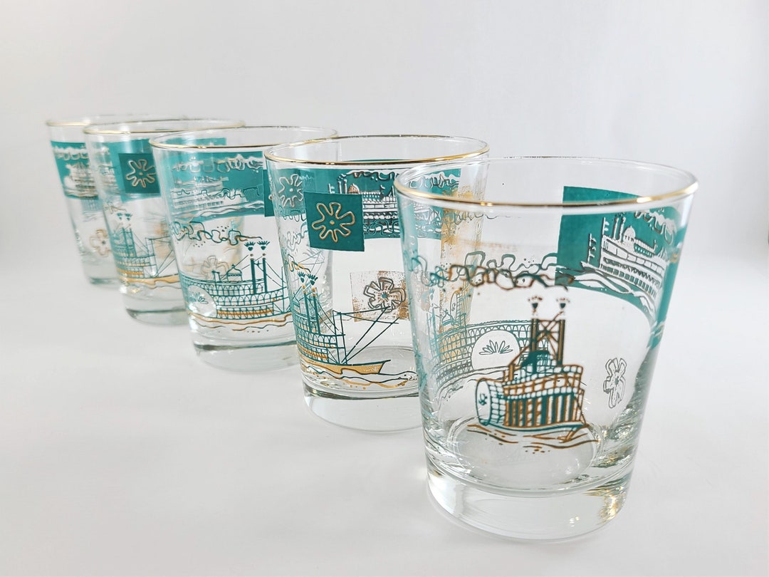 Mid-century Southern Comfort Riverboat Double Old-fashioned Glass Set ...