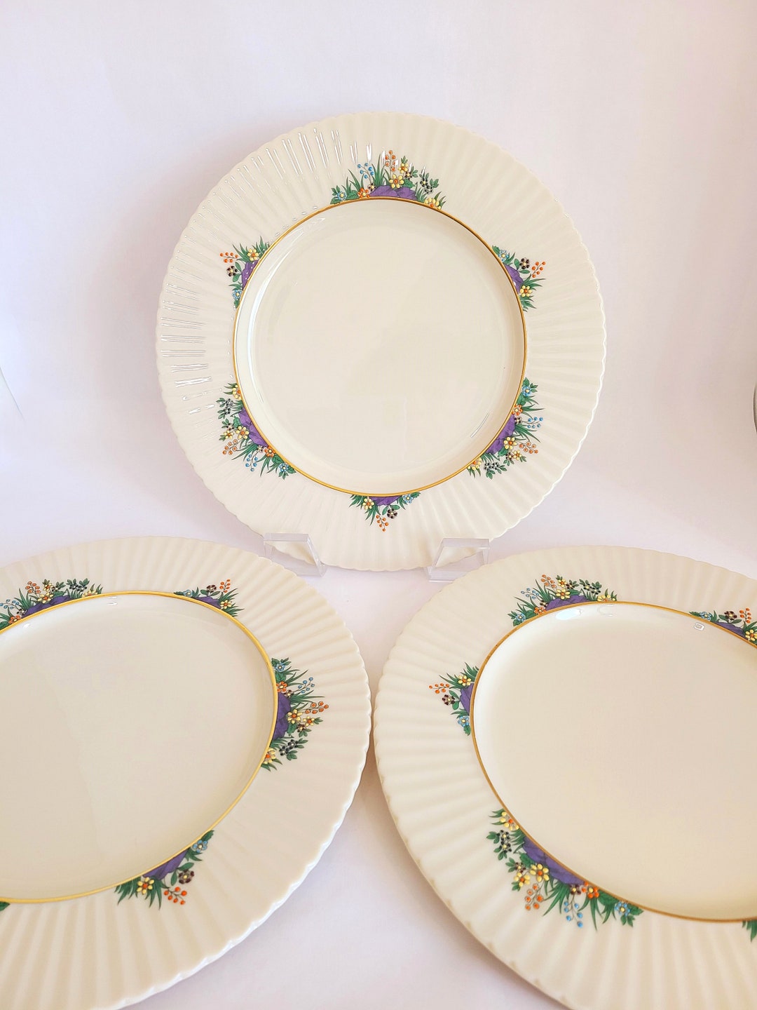 Lenox Rutledge Bone China Plates/bowl, Floral Enamel Gold Trim-sold ...
