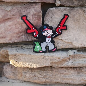 Monopoly Man Custom Embroidered Patch Classic Game Red Guns Money ...
