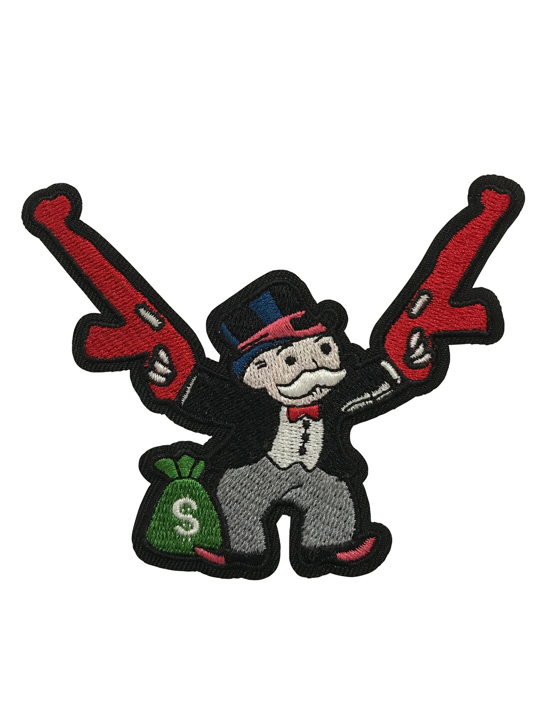 Monopoly Man Custom Embroidered Patch Classic Game Red Guns Money ...