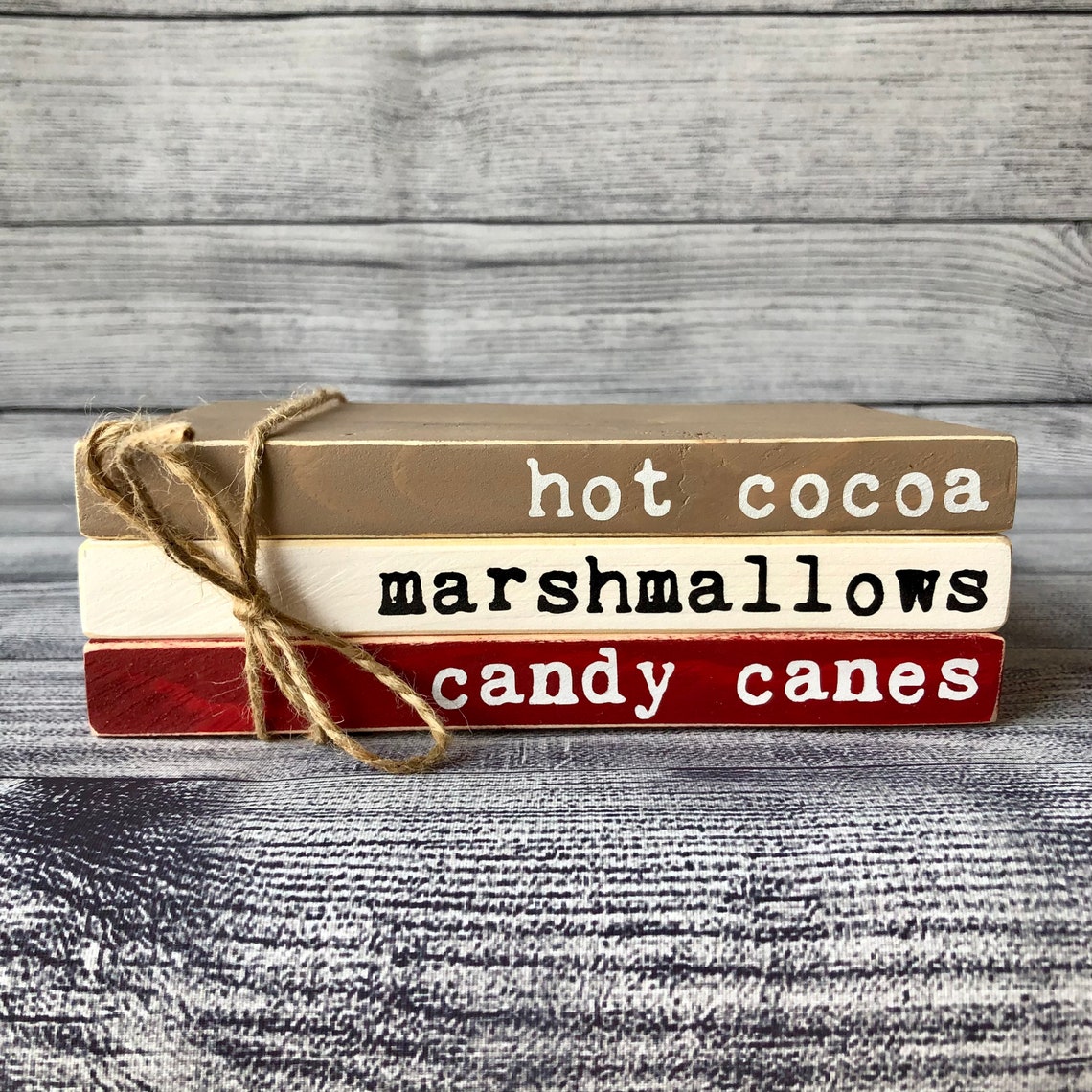 Hot Cocoa Wood Book Stack Hot Cocoa Bar Christmas Decor - Etsy