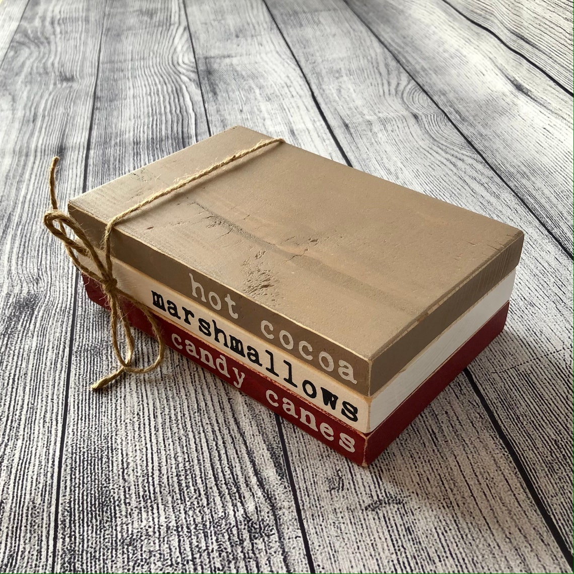 Hot Cocoa Wood Book Stack Hot Cocoa Bar Christmas Decor - Etsy