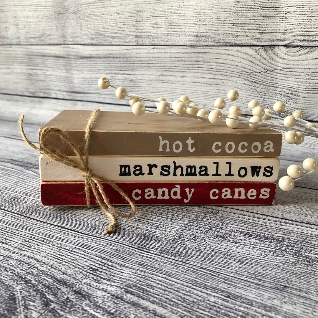 Hot Cocoa Wood Book Stack Hot Cocoa Bar Christmas Decor - Etsy