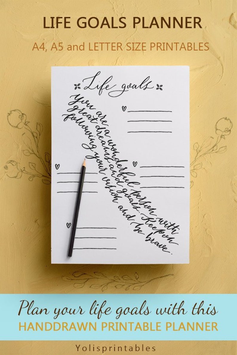 Life Goals Printable Planner, Life Planner, Doodle Planner Printable ...