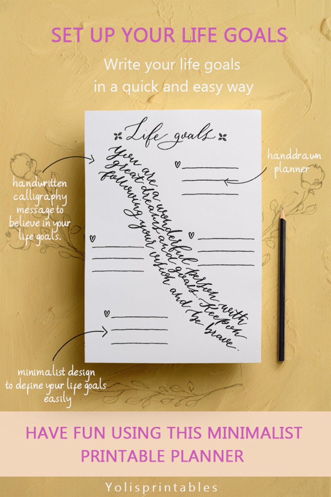 Life Goals Printable Planner, Life Planner, Doodle Planner Printable ...