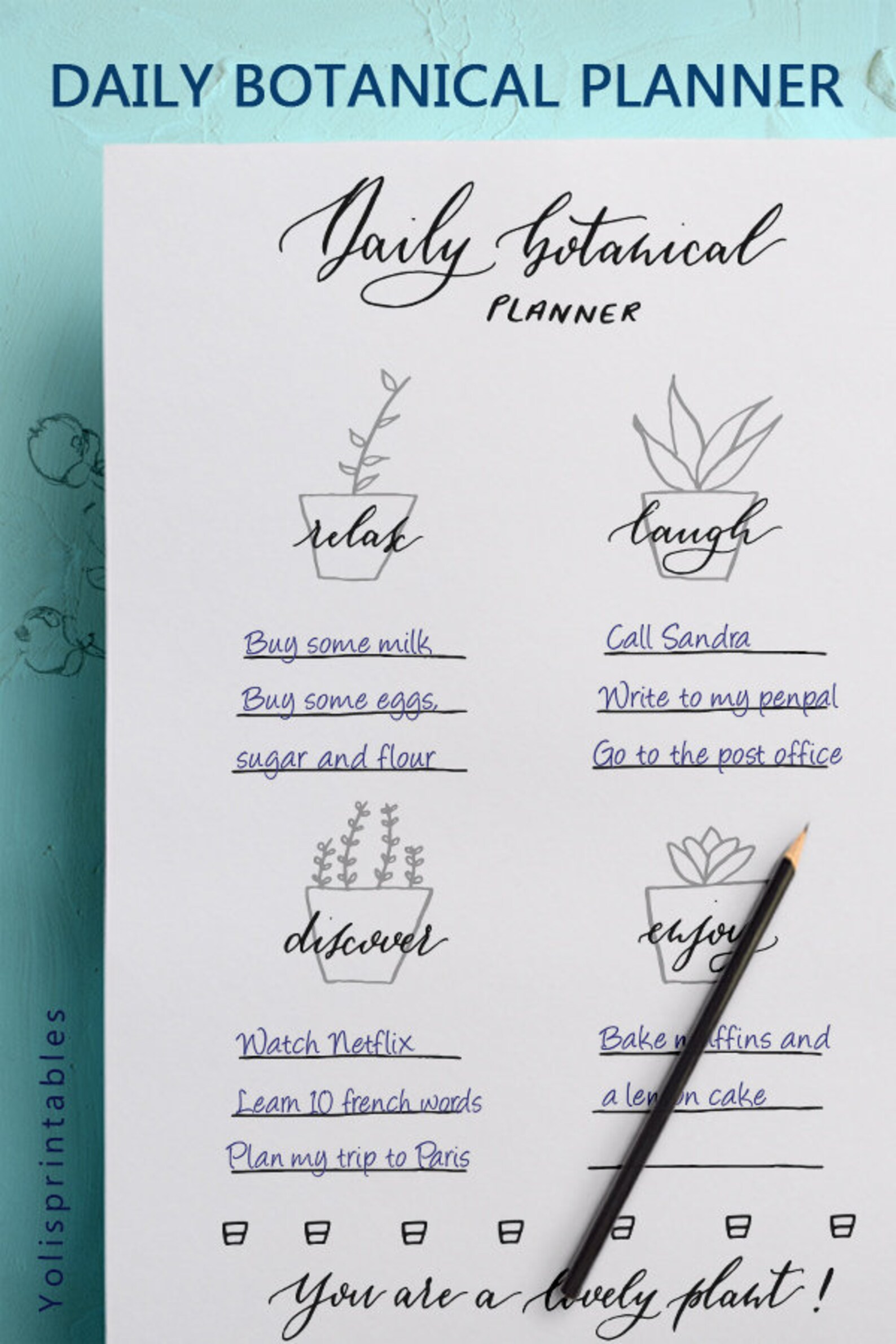 Daily Printable Planner Botanical Printable Planner - Etsy