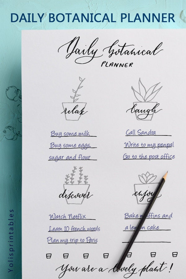 Daily Printable Planner Botanical Printable Planner - Etsy