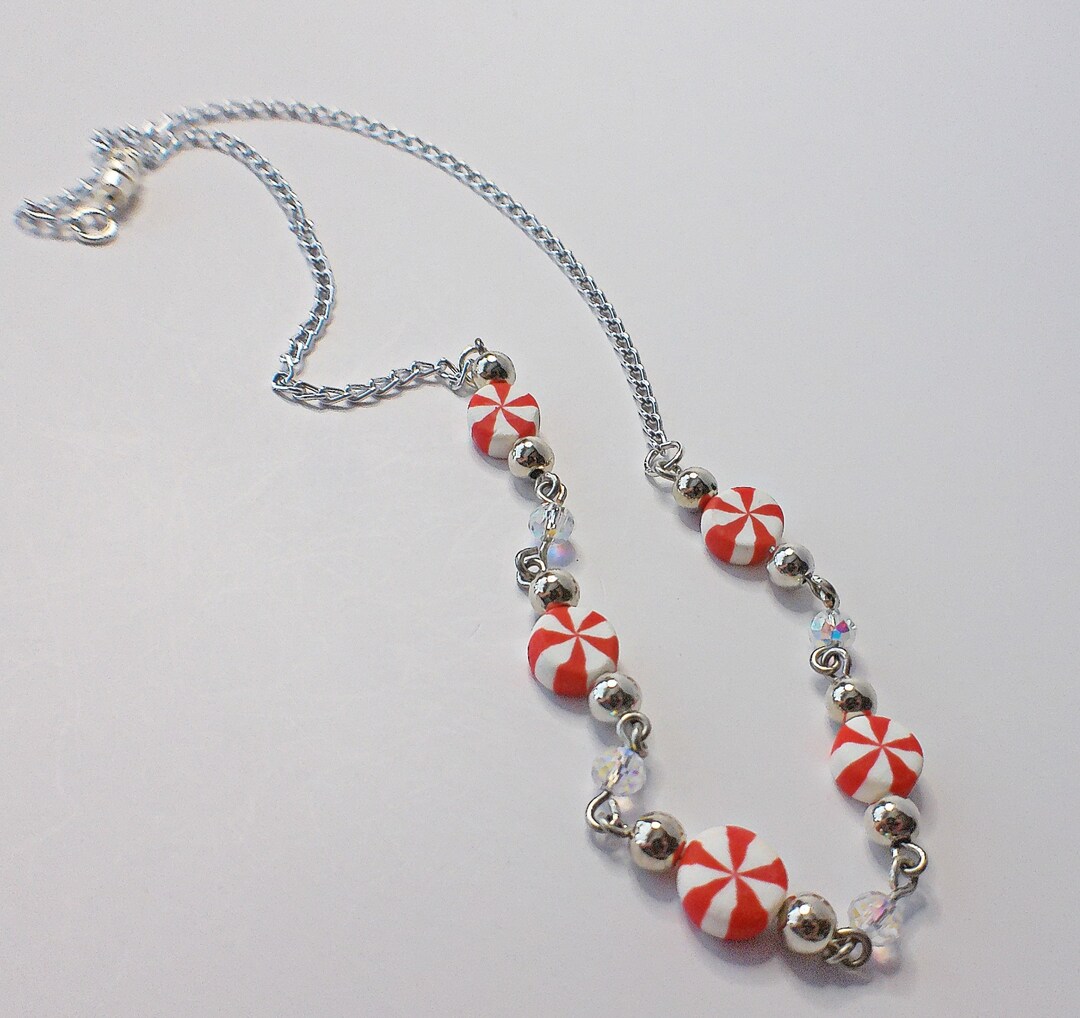 Silver Peppermint Candy Necklace - Sweet Treat Accessory - Etsy