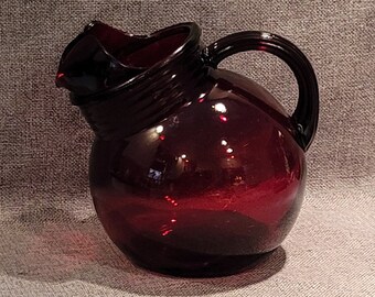 Vintage Anchor Hocking Ruby Red Hobnail 8 Glass Pitcher Christmas - Etsy