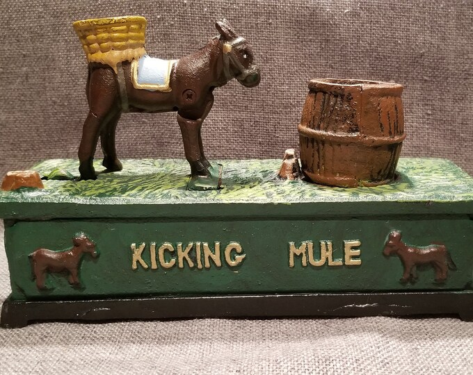 Vintage Cast Iron Kicking Mule Bank - Etsy