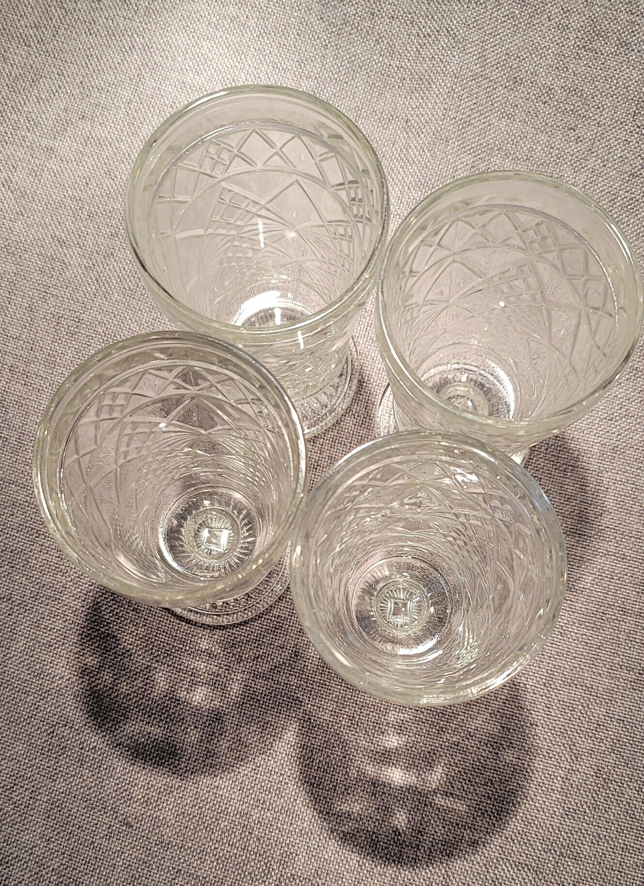 Four Anchor Hocking Oatmeal Pattern Stem Goblets Glasses Tumblers - Etsy