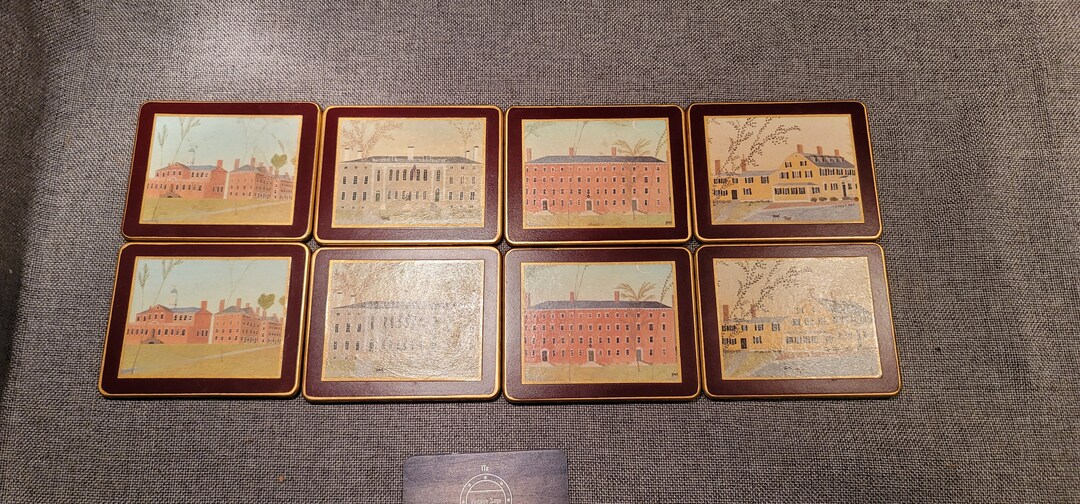 Kedron Design Harvard Coasters , Set of 8, 350 Year Anniversary 1986 ...
