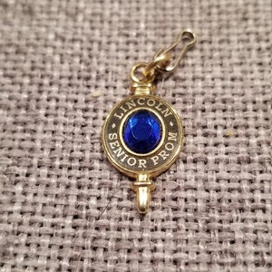 Vintage Gold-tone Lincoln High School Senior Prom Charm With Blue ...