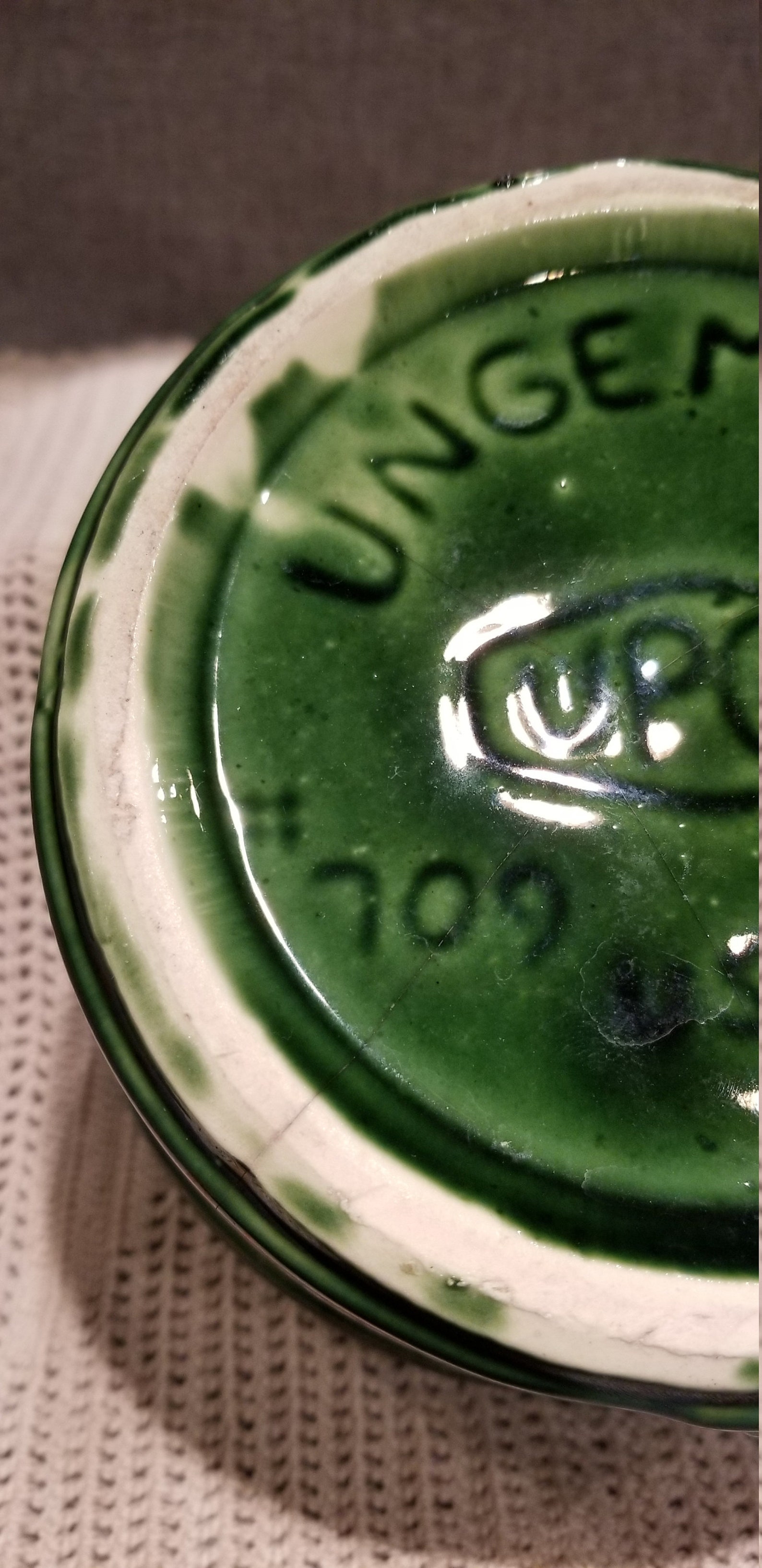 Vintage UNGEMACH UPCO Forest Green Pottery Planter: Wood Basket Design ...