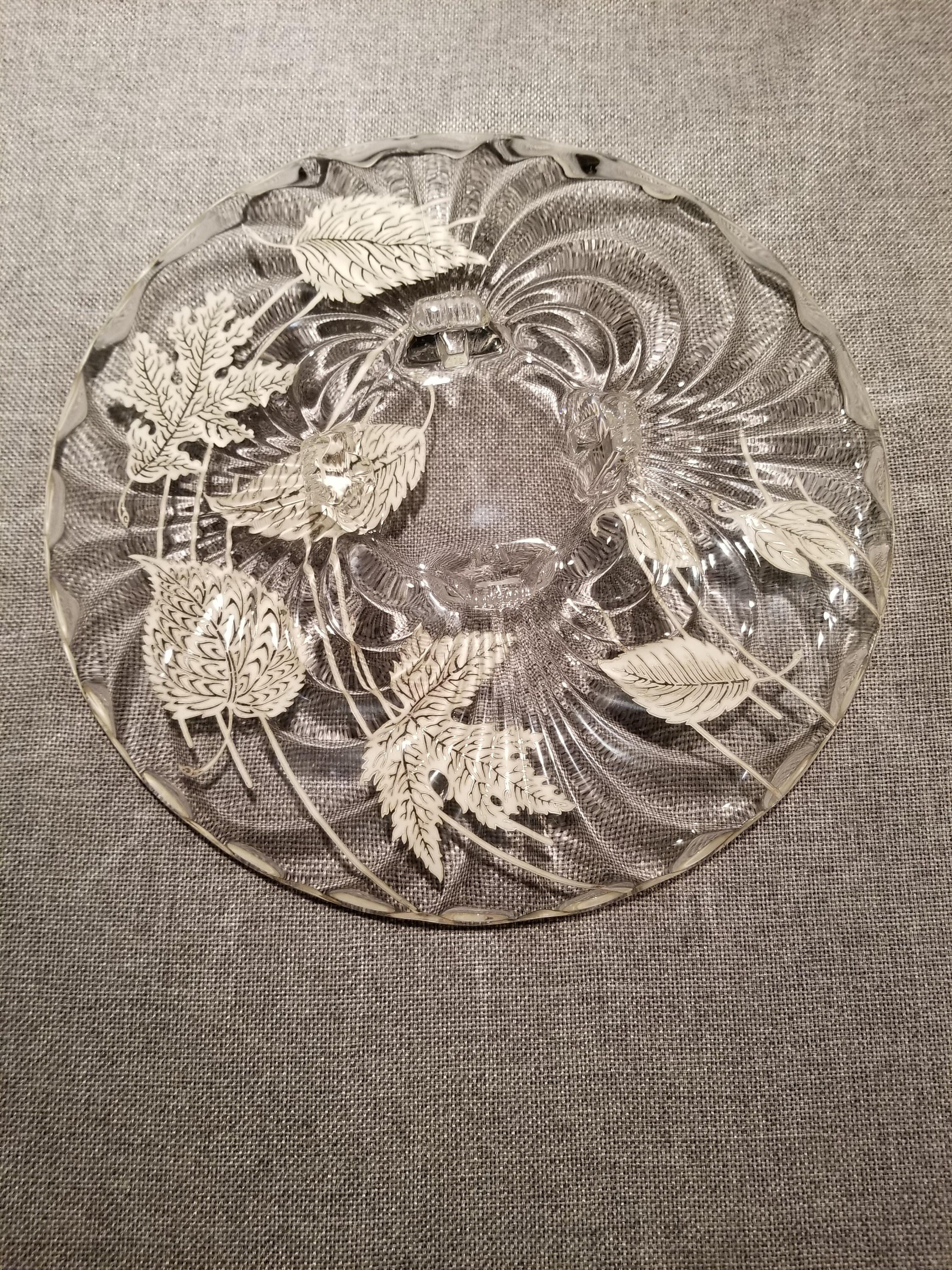 Silver Overlay Cake Plate: Vintage Glass Serving Dish With Leaf Design ...