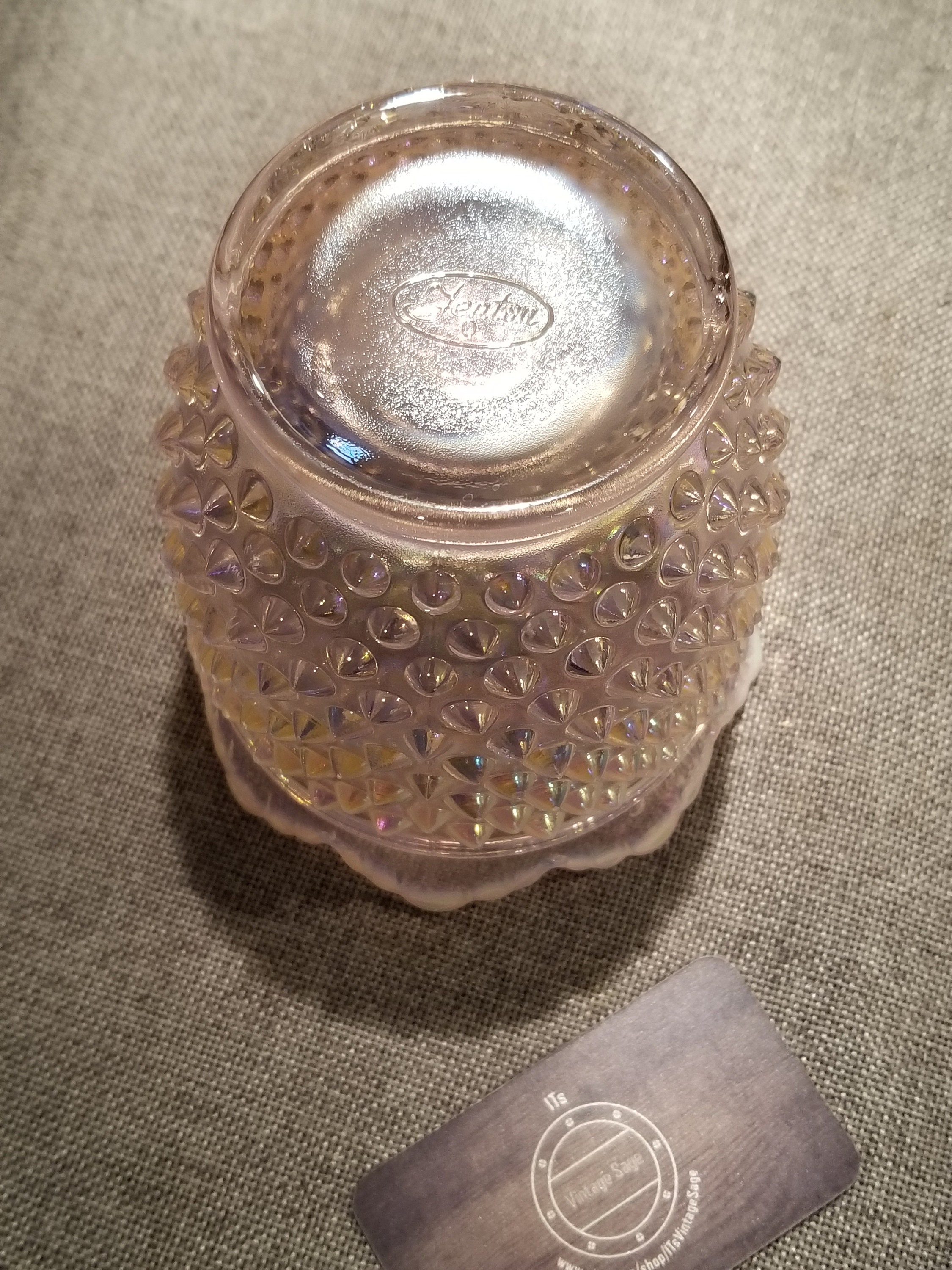 Fenton Pink Opalescent Jar Bottom Only - Etsy