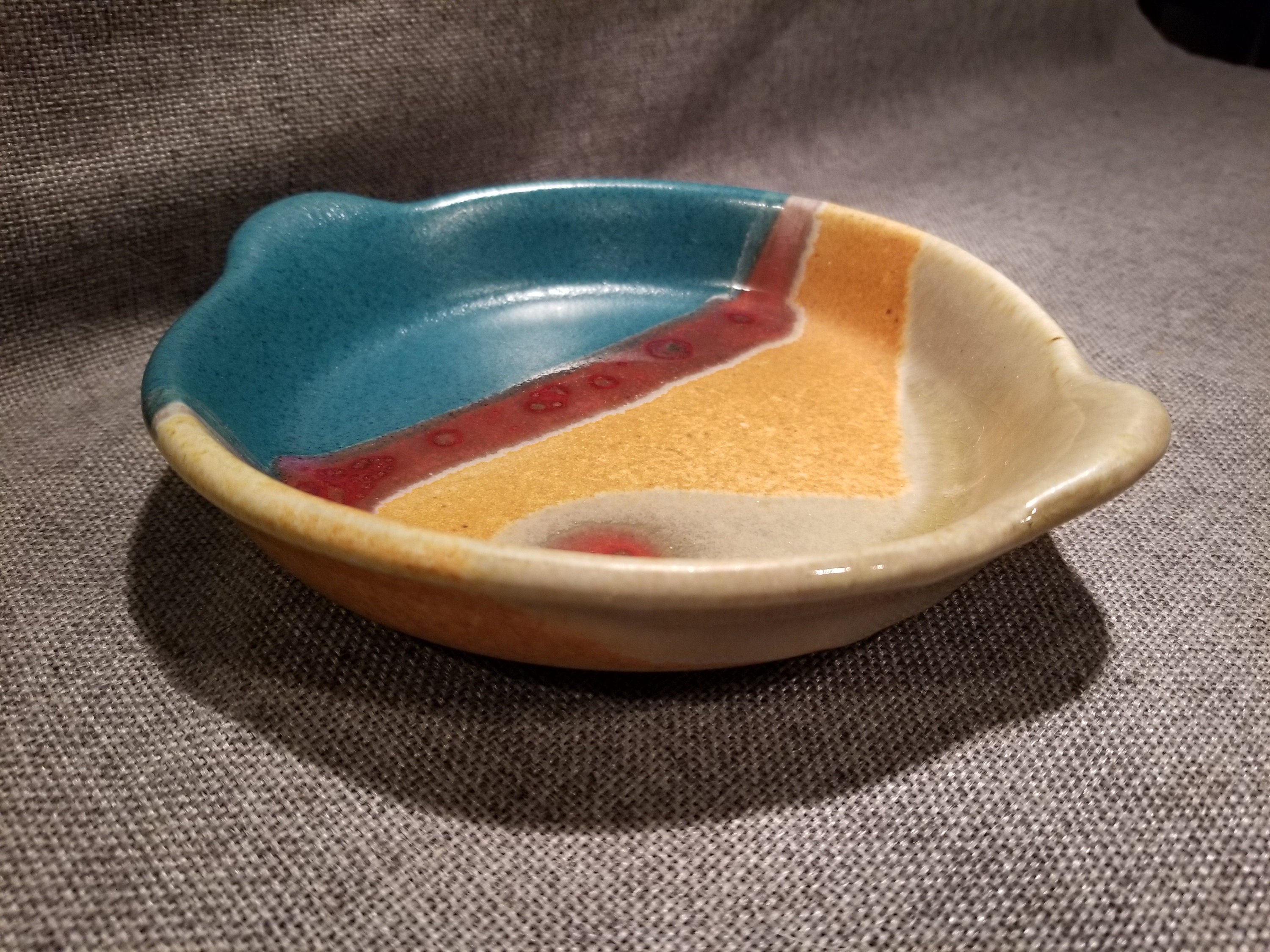 Vintage 2 Handle Pottery Dish - Signed - Etsy