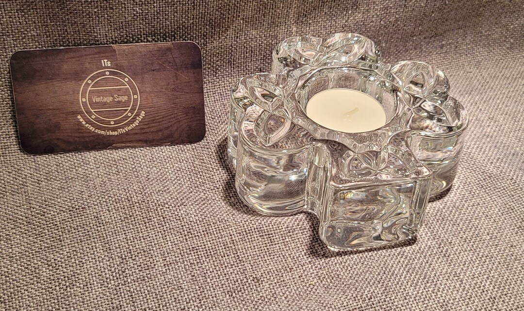 Cashs Crystal Cloverleaf / Shamrock Votive or Tealight Candle Holder - Etsy
