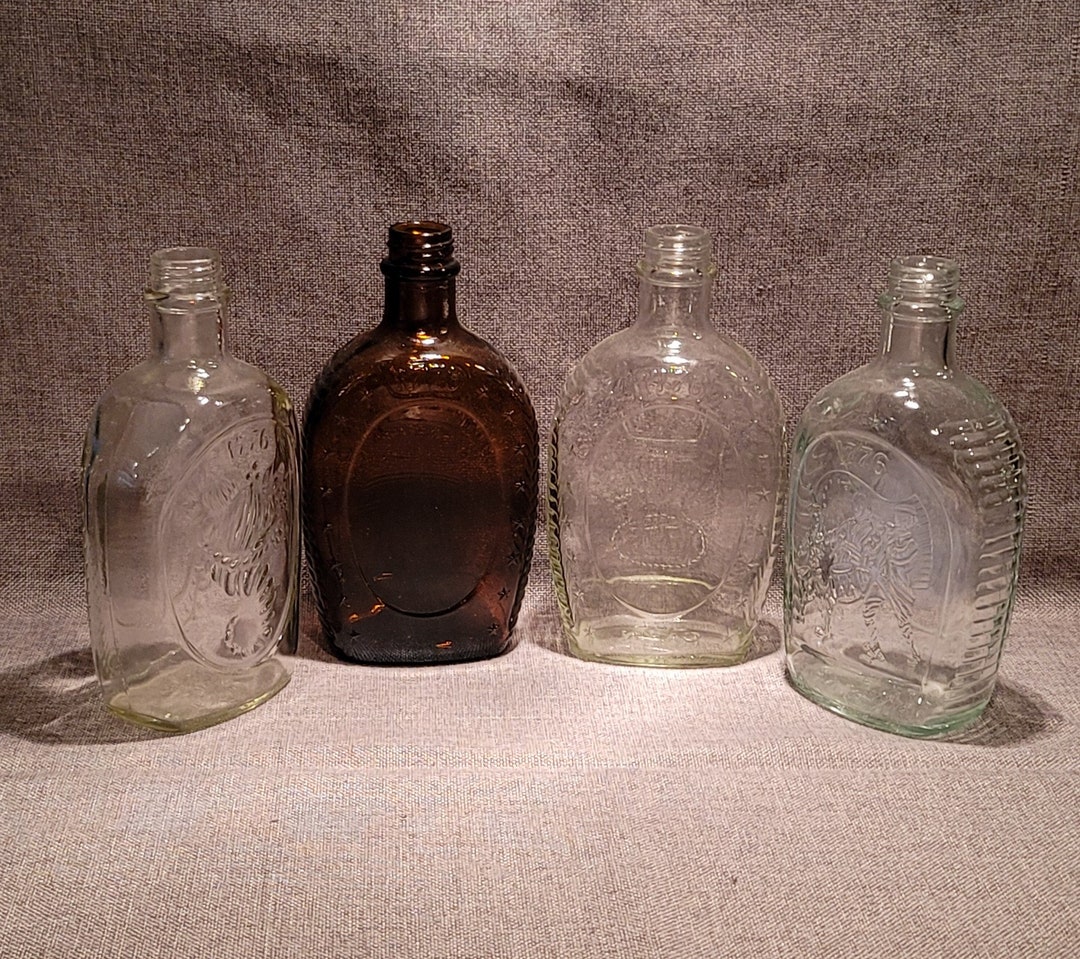 Set of 4 1976 Log Cabin Bicentennial Commemorative Flask Bottles - All ...