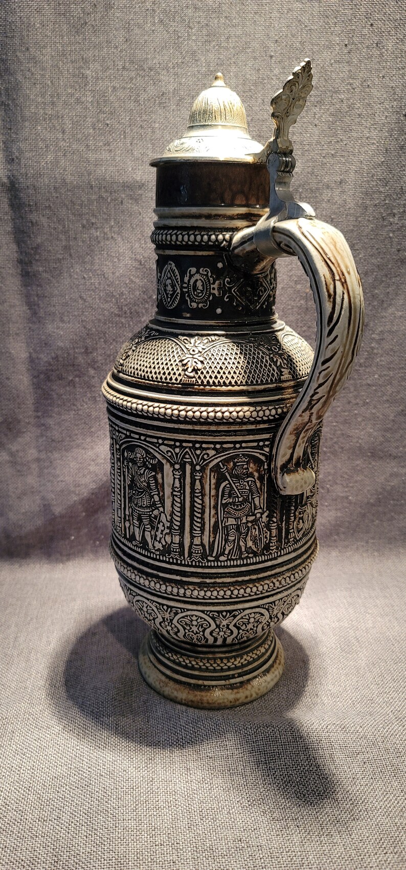 Gerz Master Serving Pitcher Beer Stein "king and Knights" - Made in ...