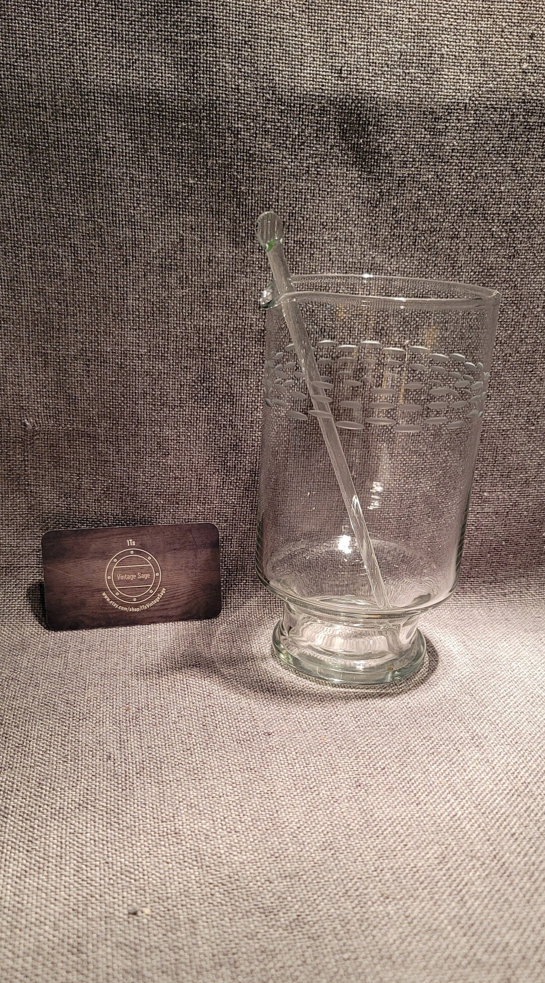 Princess House Etched Martini Cocktail Pitcher With Stirrer - Holds ...