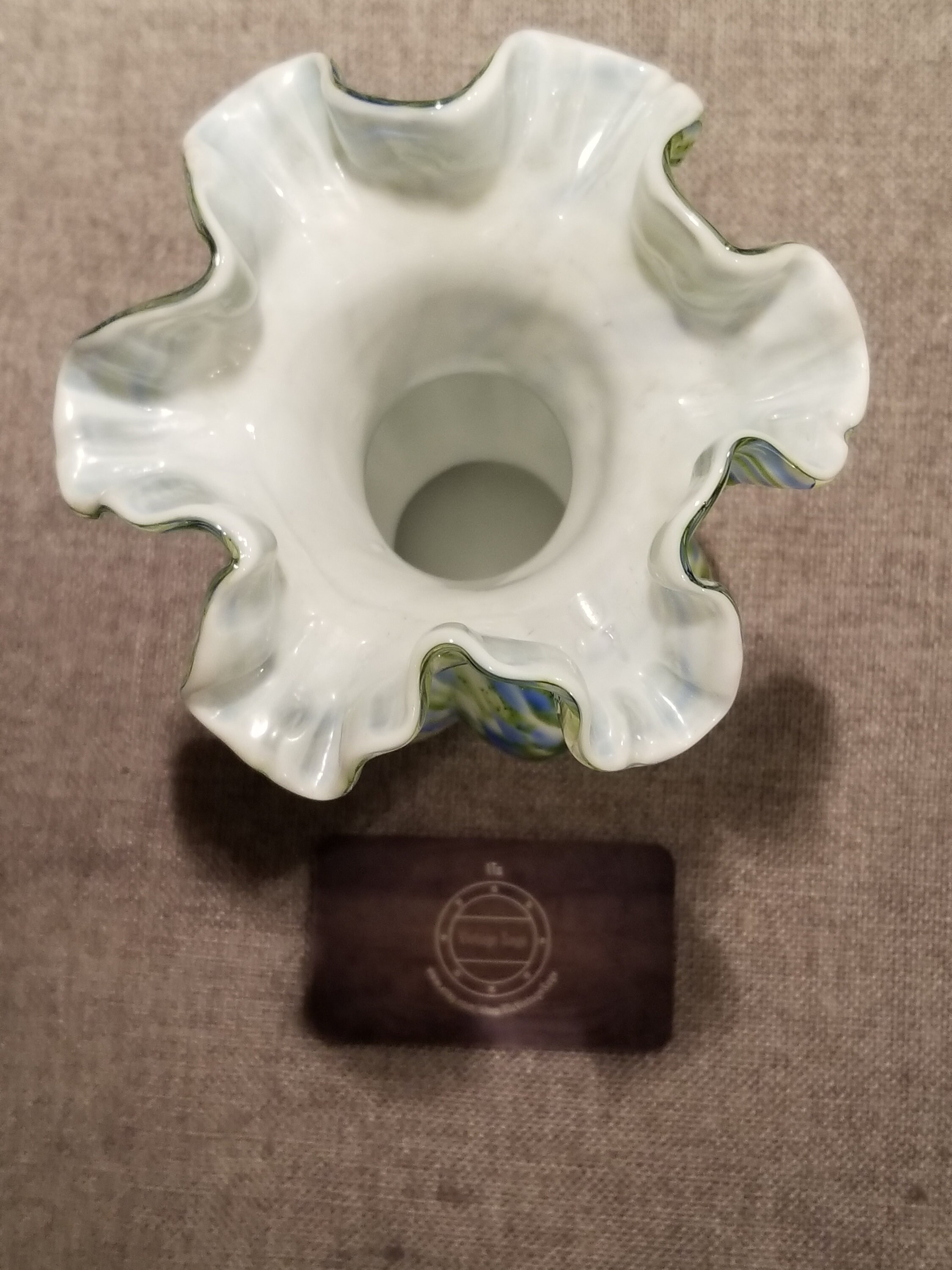 Large Blown Glass Vase Double Glass Fluted Edge - Etsy