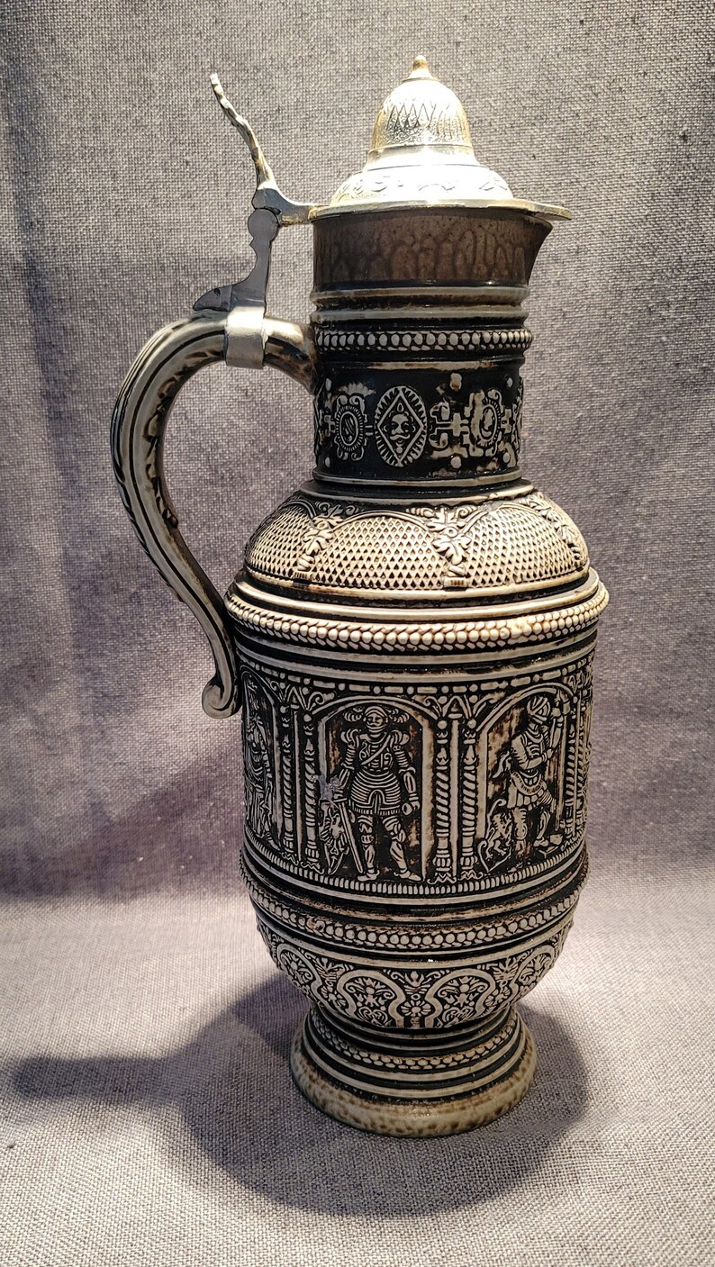 Gerz Master Serving Pitcher Beer Stein "king and Knights" - Made in ...