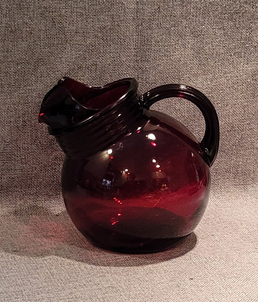 Anchor Hocking Ruby Red Glass Pitcher - Vintage - Etsy