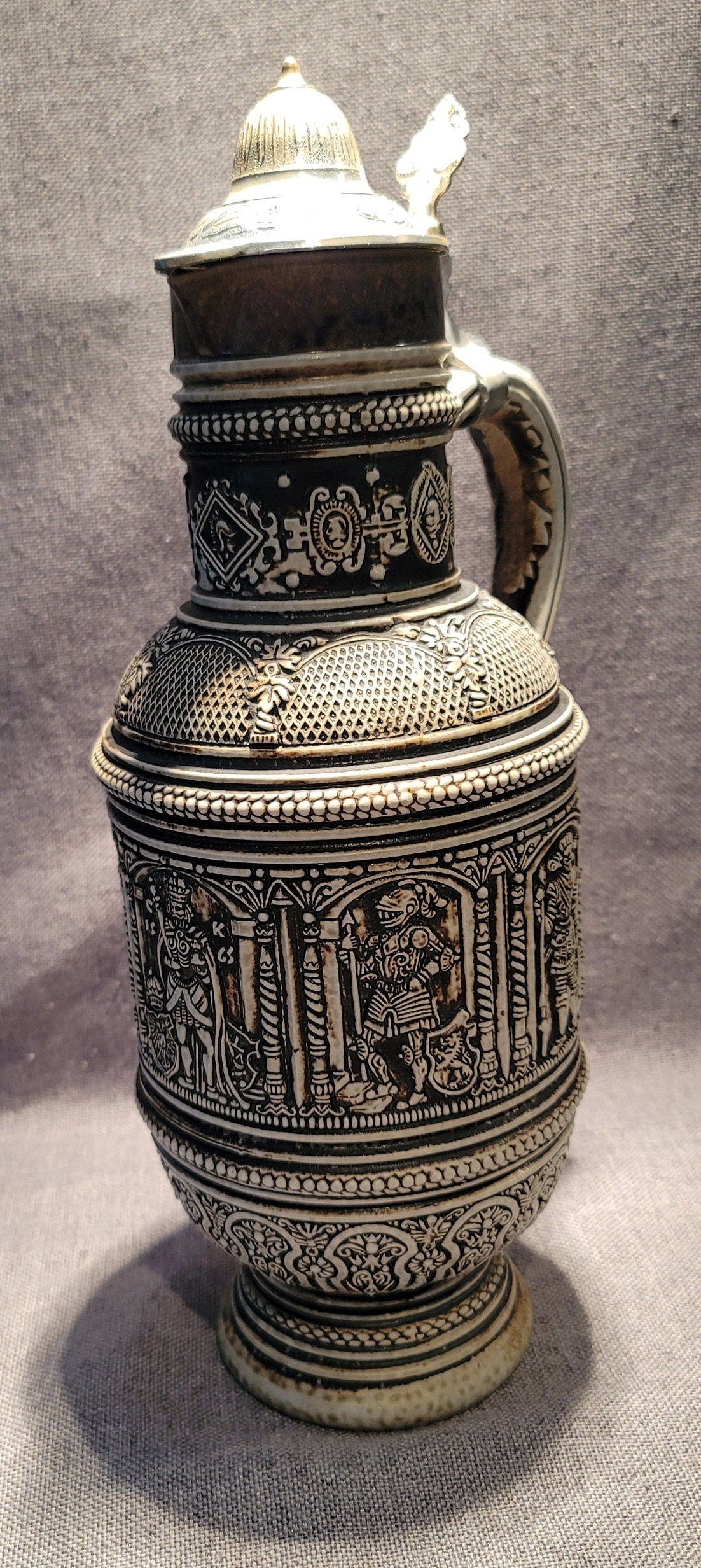Gerz Master Serving Pitcher Beer Stein "king and Knights" - Made in ...