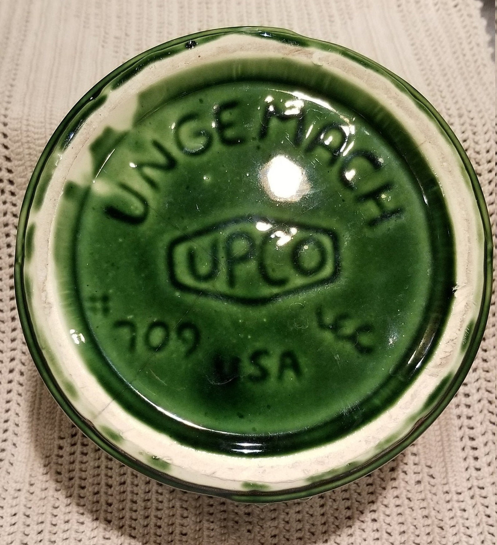 Vintage UNGEMACH UPCO Forest Green Pottery Planter: Wood Basket Design ...