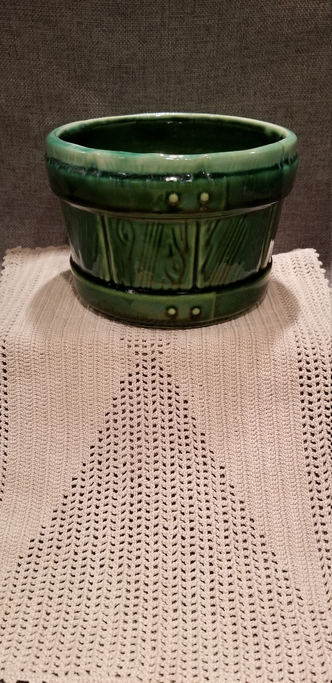 Vintage UNGEMACH UPCO Forest Green Pottery Planter Detailed - Etsy