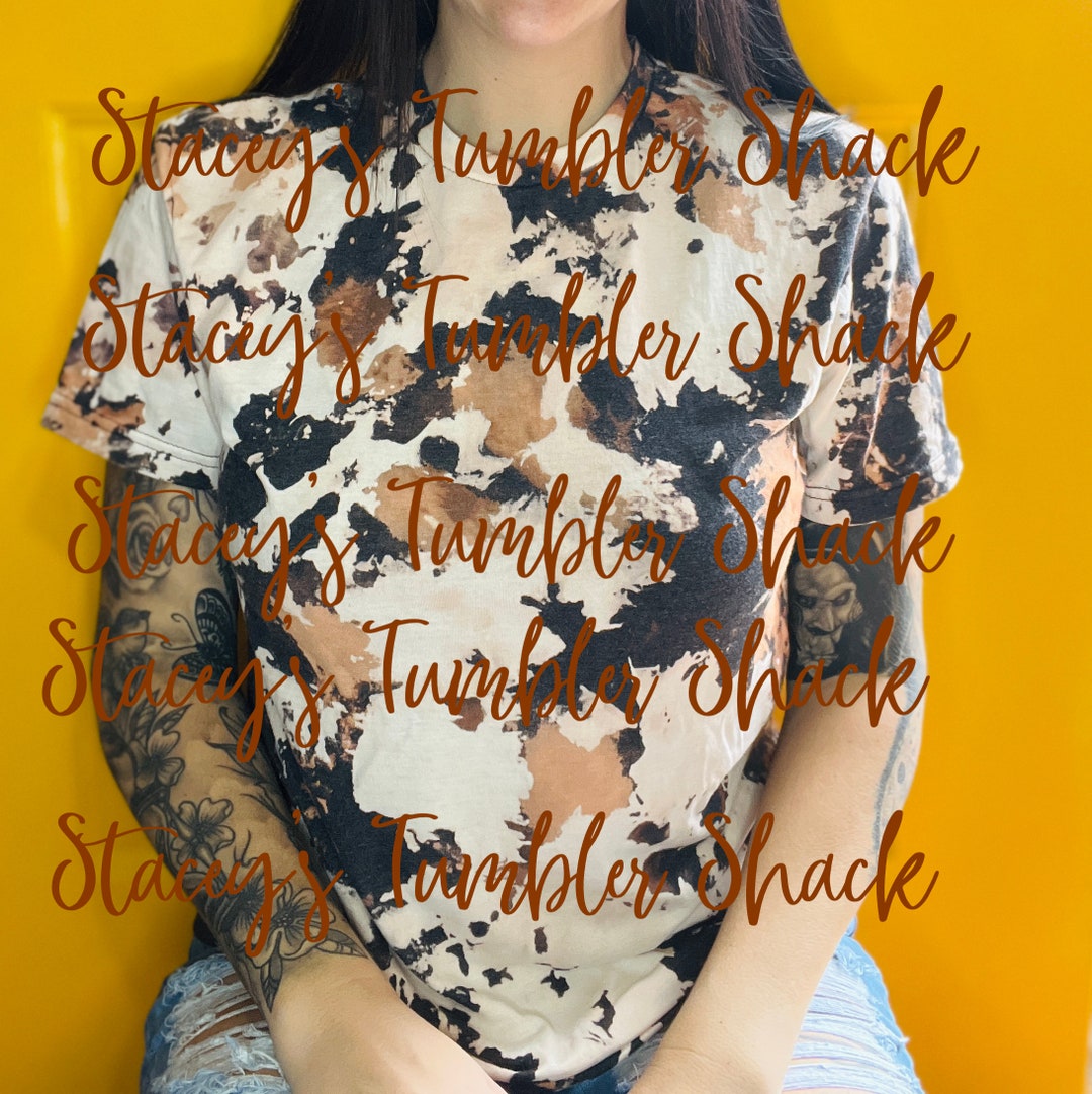 Cowhide Bleach Shirt | Gildan Pitch Black Mist | Bleached Shirt Mock-up ...